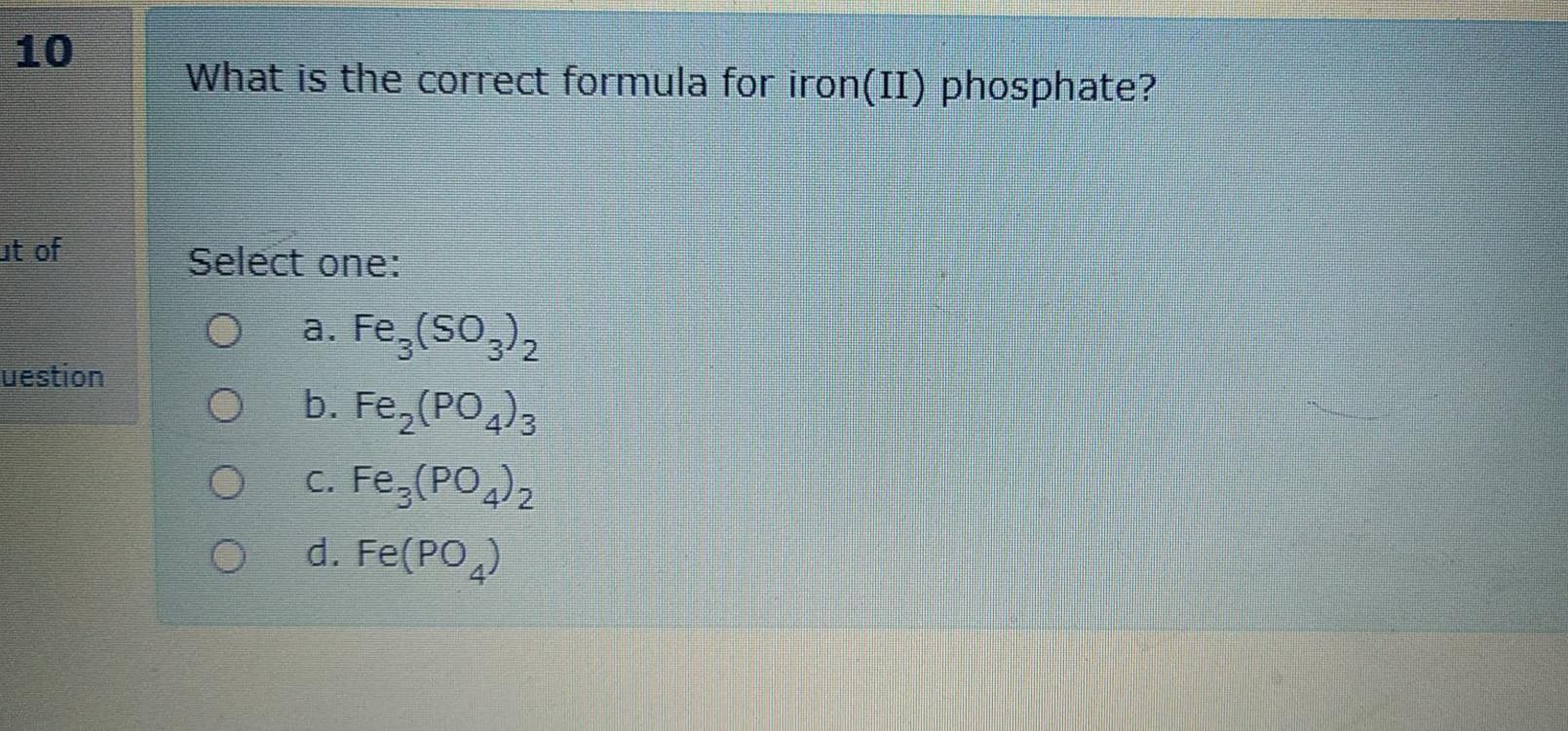 Solved 10 What is the correct formula for iron(II) | Chegg.com