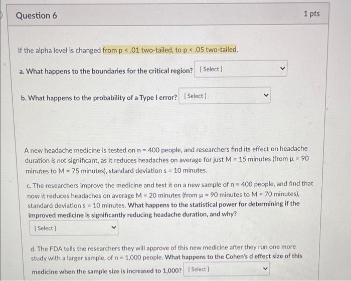 Solved 6. If the alpha level is changed from p
