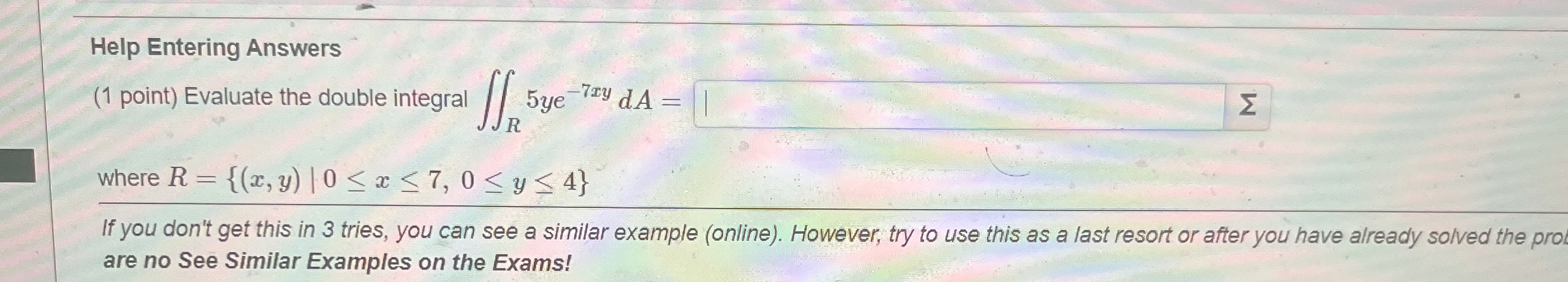 Solved Help Entering Answers(1 ﻿point) ﻿Evaluate the double | Chegg.com