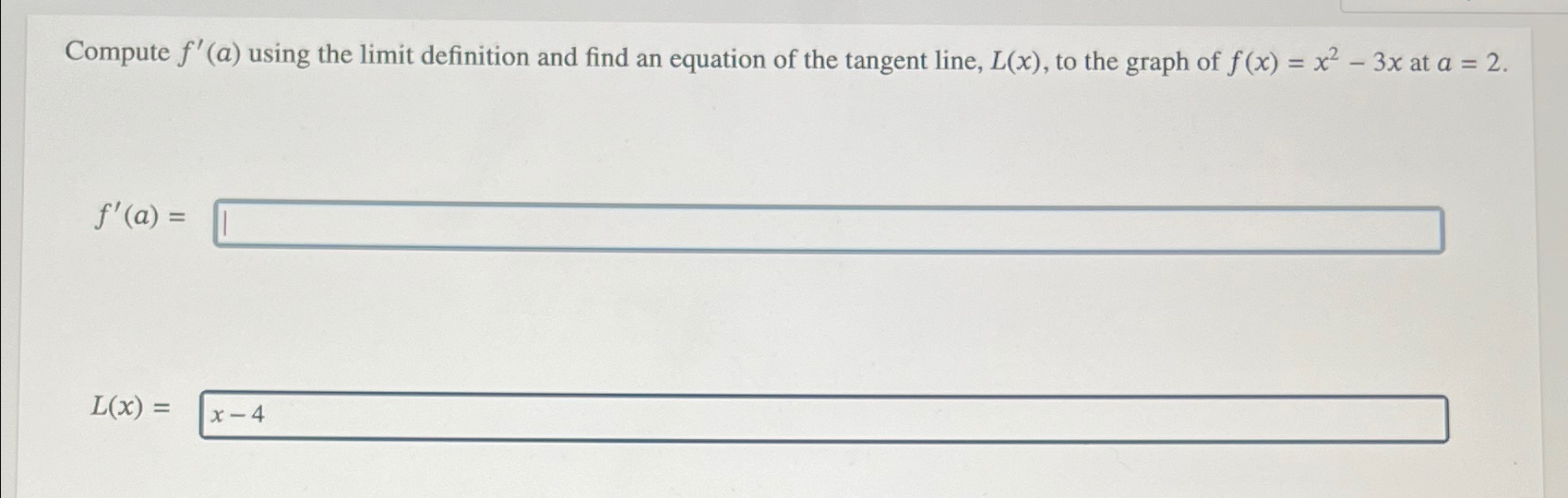 Solved Compute f'(a) ﻿using the limit definition and find an | Chegg.com