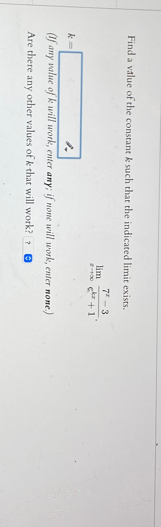 Solved Find a value of the constant k ﻿such that the | Chegg.com
