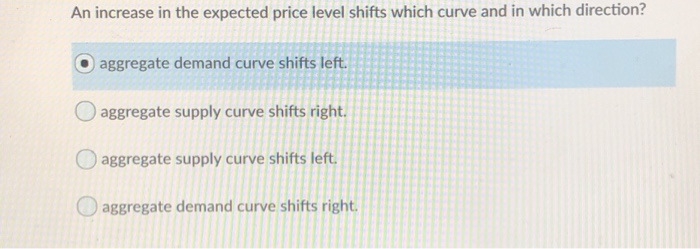 Solved An increase in the expected price level shifts | Chegg.com