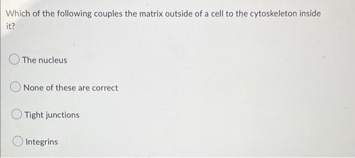 Solved Which of the following couples the matrix outside of | Chegg.com