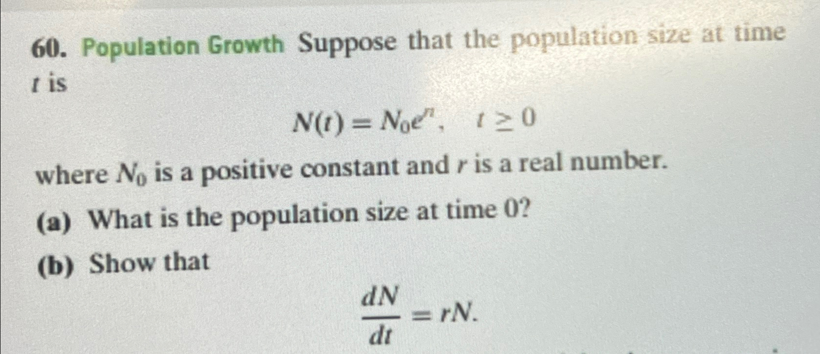 Solved Population Growth Suppose that the population size at | Chegg.com