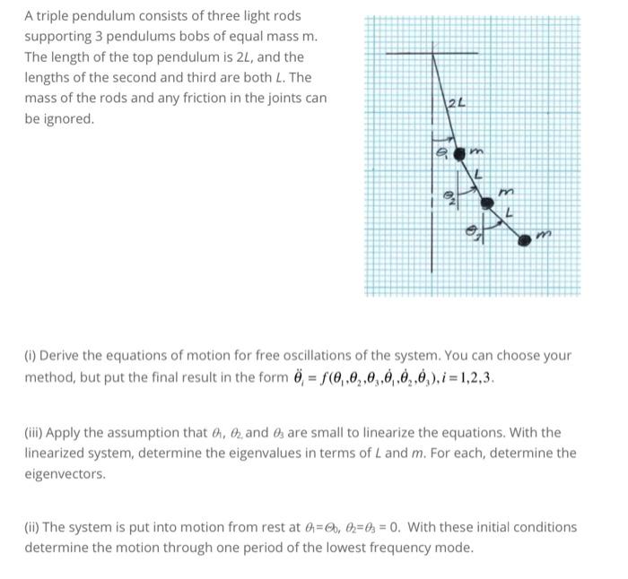 Solved A triple pendulum consists of three light rods | Chegg.com