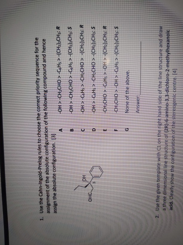 Solved 1. Use the Cahn-Ingold-Prelog rules to choose the | Chegg.com