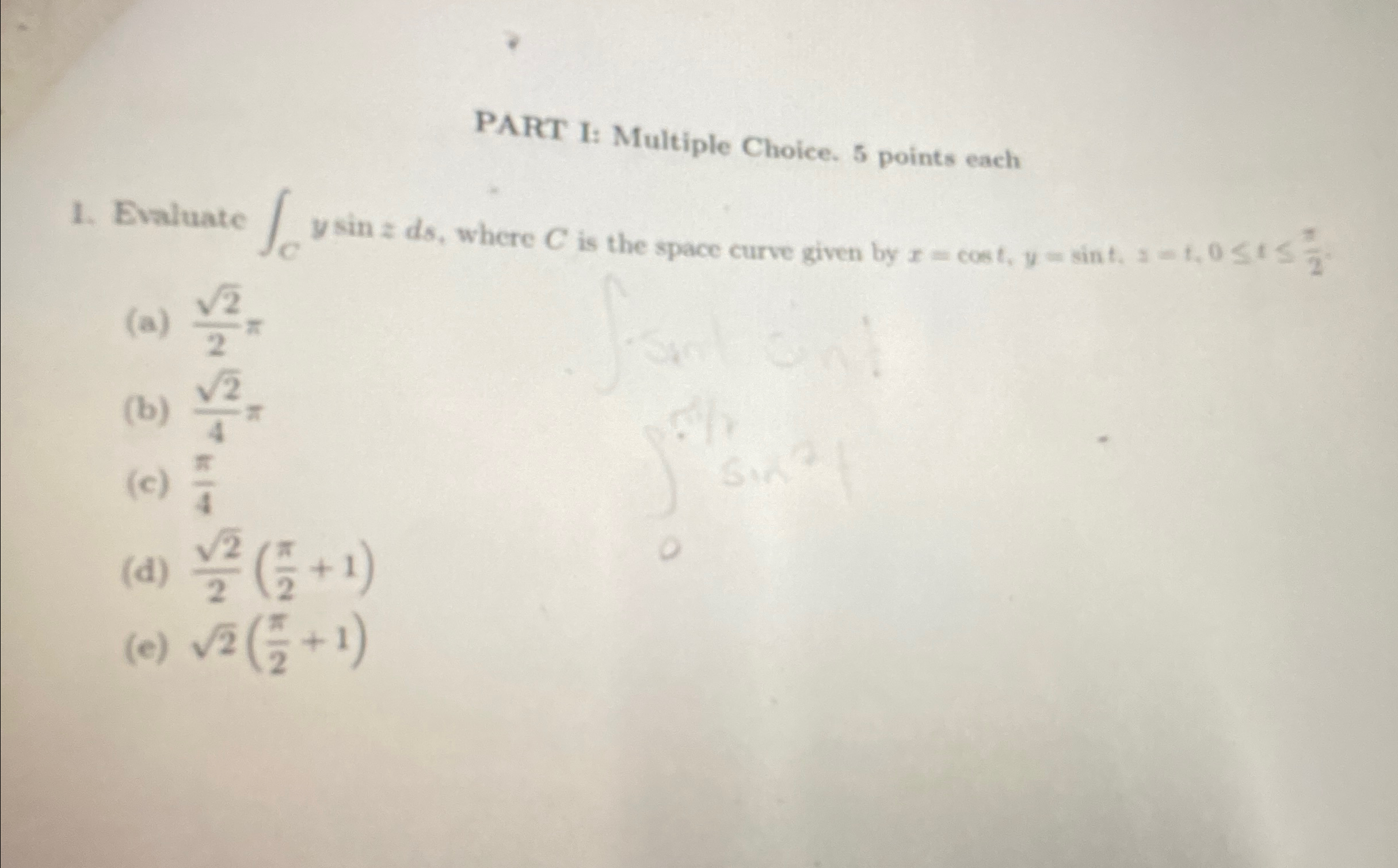 Solved PART I: Multiple Choice. 5 ﻿points eachBvaluate | Chegg.com