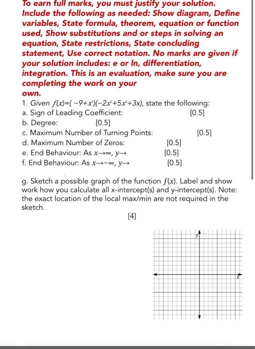 Solved To earn full marks, you must justify your solution. | Chegg.com