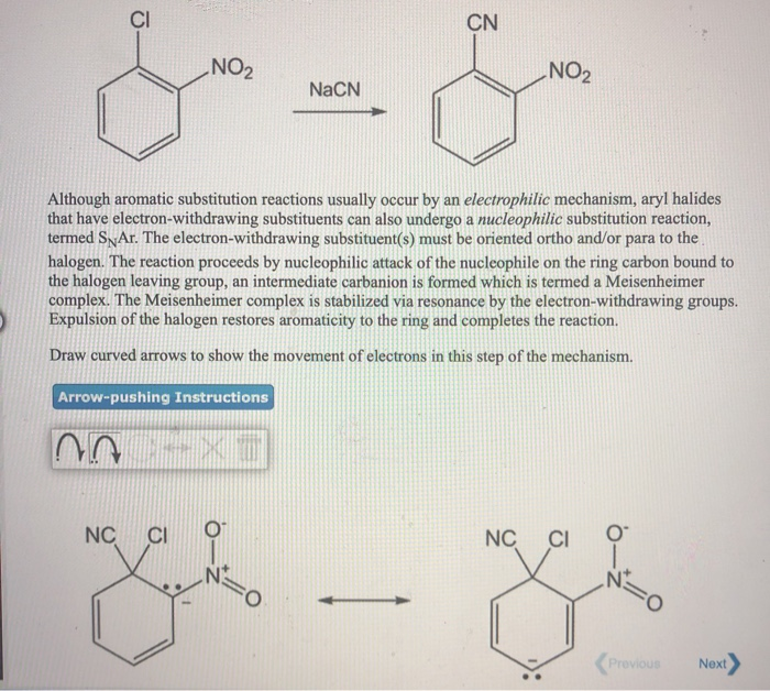 Solved CI CN NO2 NO2 NaCN Although aromatic substitution | Chegg.com