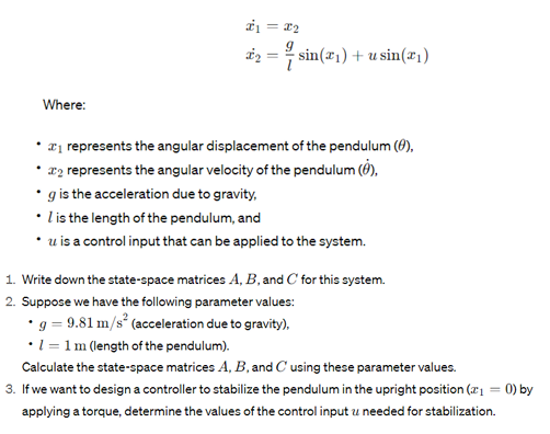 Solved Consider a simple pendulum system described by the | Chegg.com