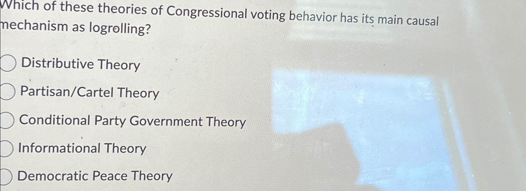 Solved Which of these theories of Congressional voting | Chegg.com