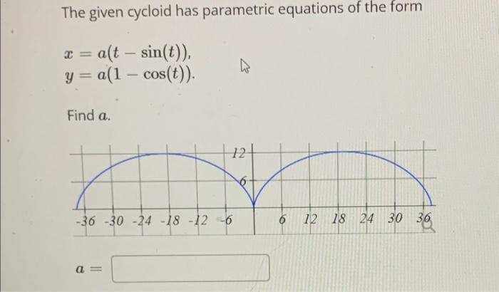 Solved The given cycloid has parametric equations of the | Chegg.com
