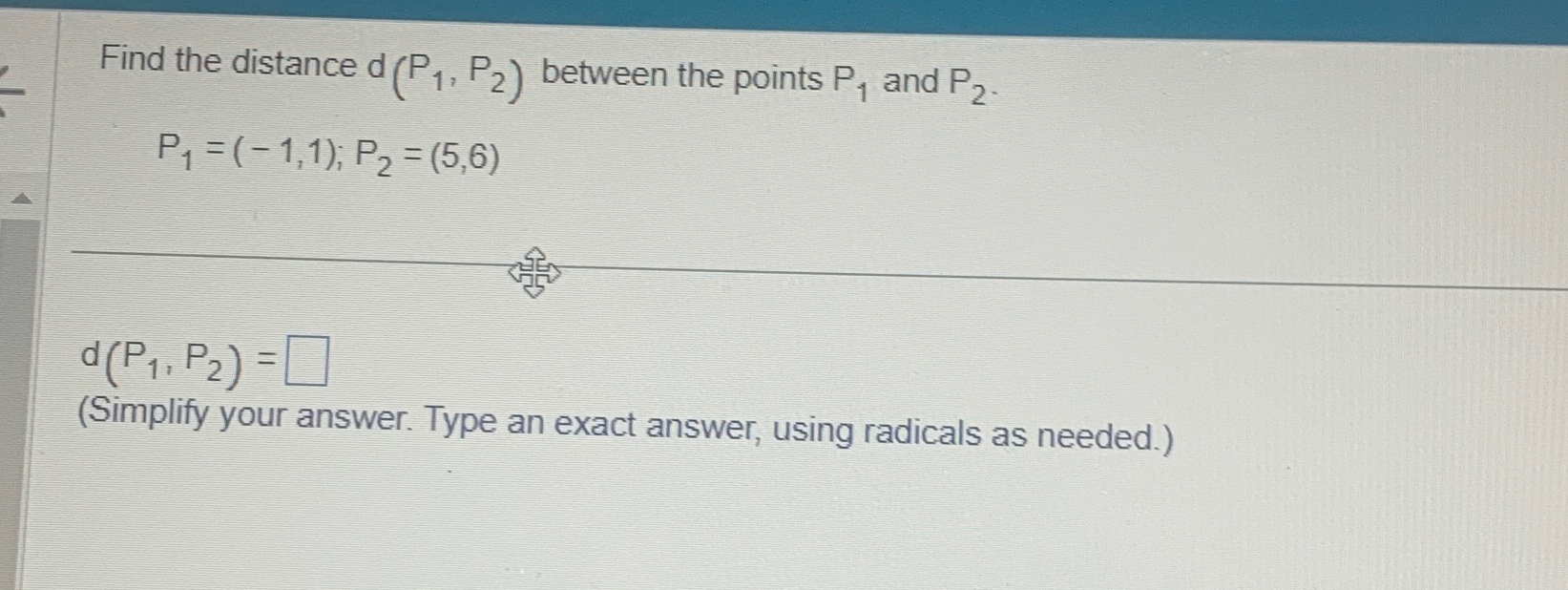 Solved Find the distance d(P1,P2) ﻿between the points P1 | Chegg.com