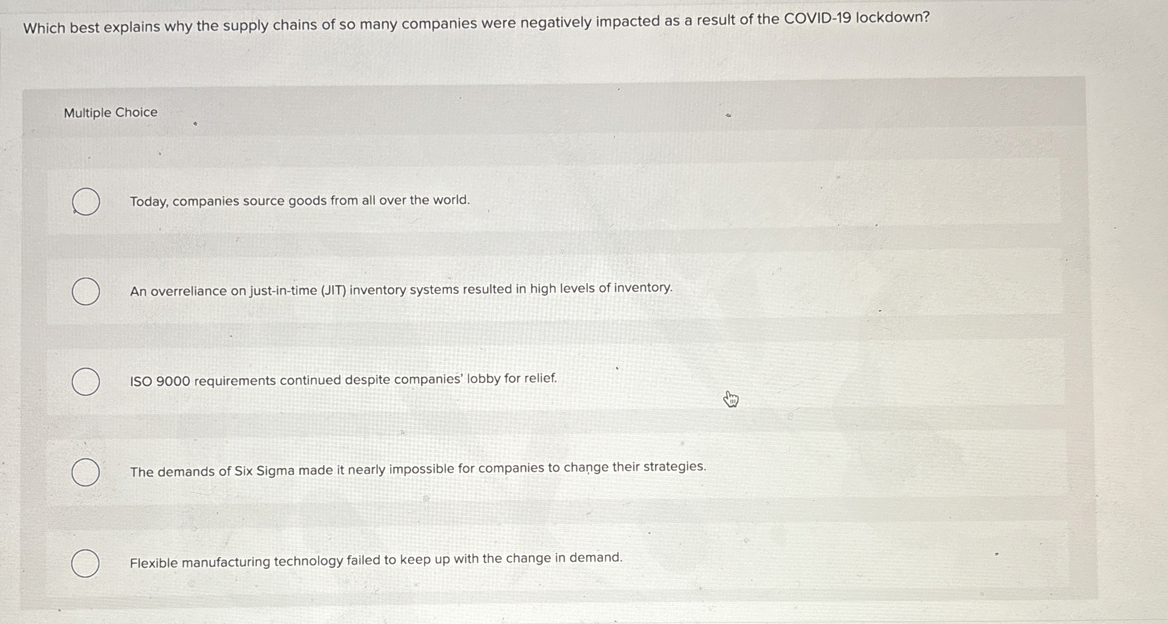 Solved Which best explains why the supply chains of so many | Chegg.com