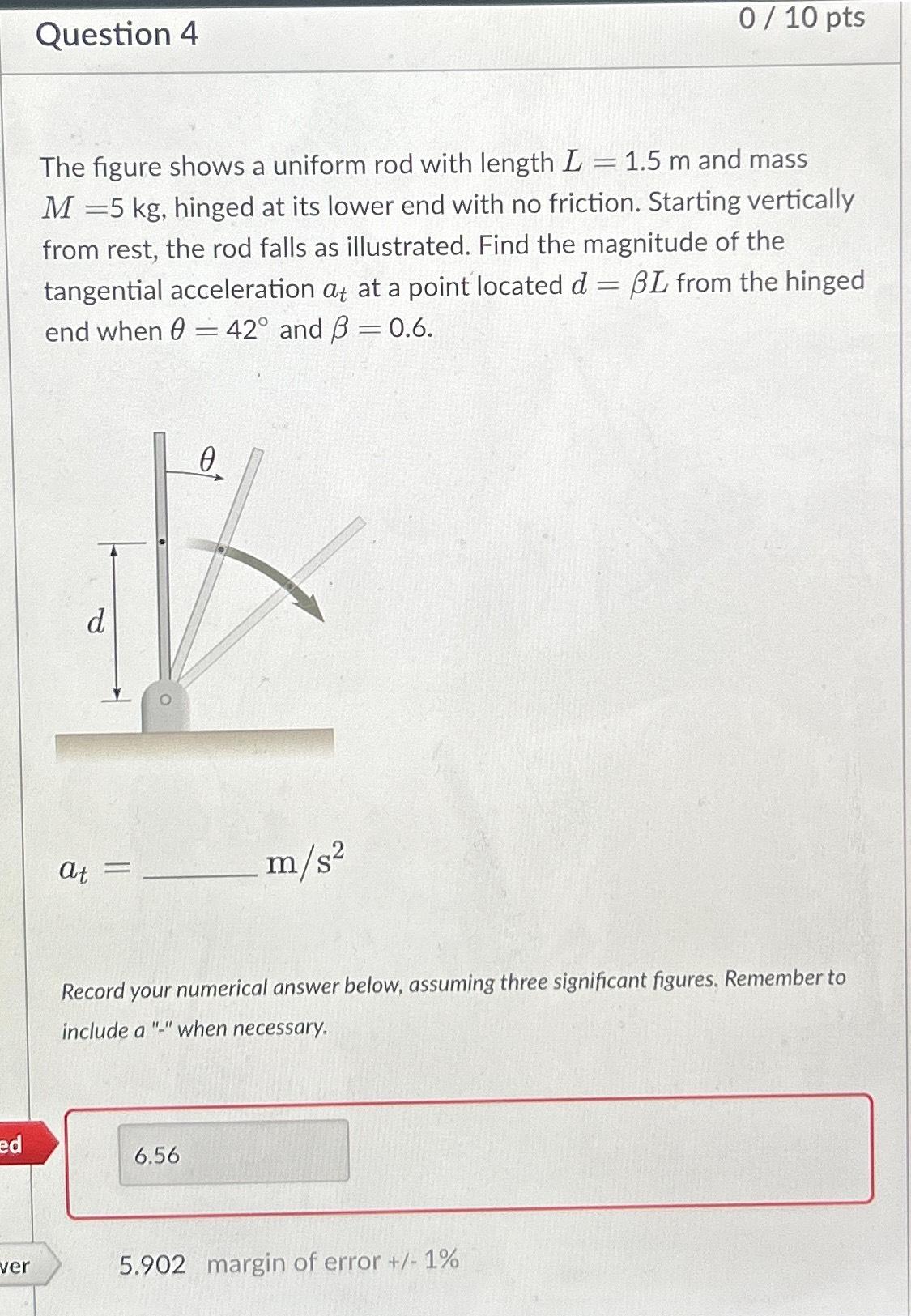 Solved Question 4010 ﻿ptsThe figure shows a uniform rod with | Chegg.com
