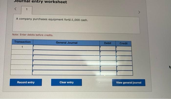 Solved A company purchases equipment for $11,000 cash. | Chegg.com