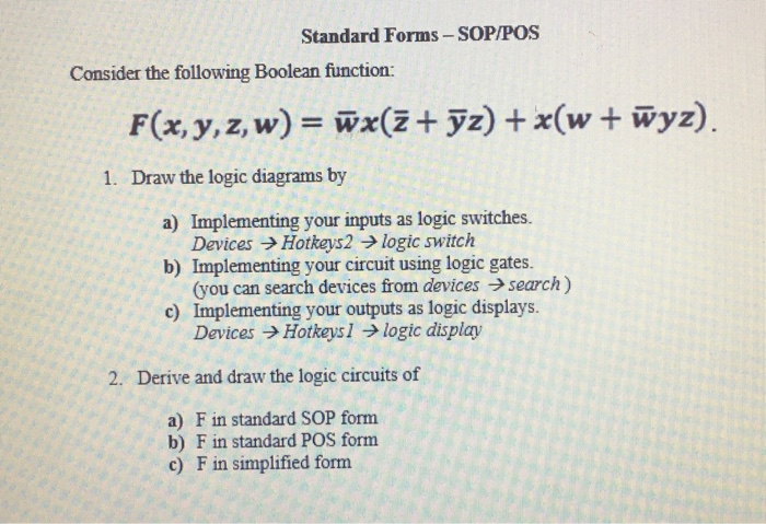 Solved Standard Forms - SOP/POS Consider the following | Chegg.com