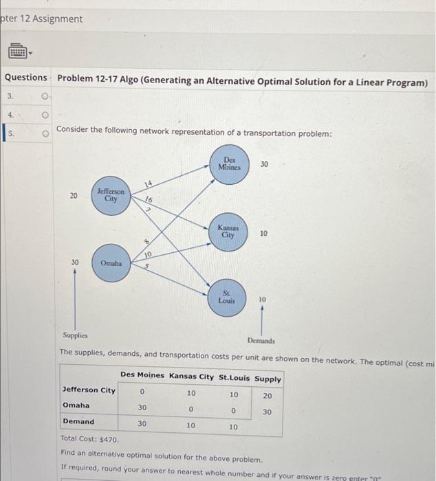 Solved pter 12 Assignment Questions Problem 12-17 Algo | Chegg.com Solved pter 12 Assignment Questions Problem 12-17 Algo | Chegg.com