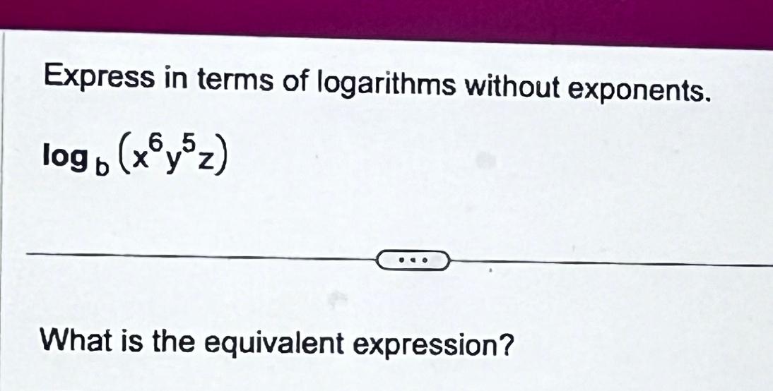 Solved Express in terms of logarithms without | Chegg.com