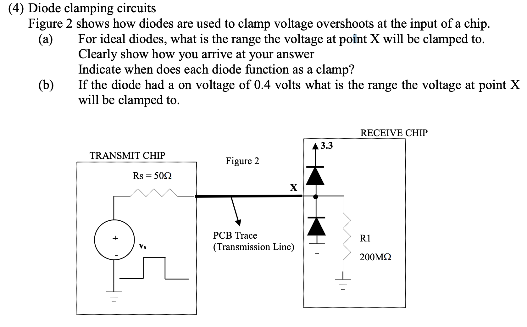 Solved (4) ﻿Diode clamping circuitsFigure 2 ﻿shows how | Chegg.com