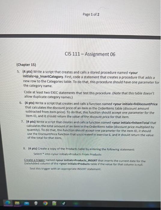 Solved CIS 111 - Assignment 06 You will create one script | Chegg.com