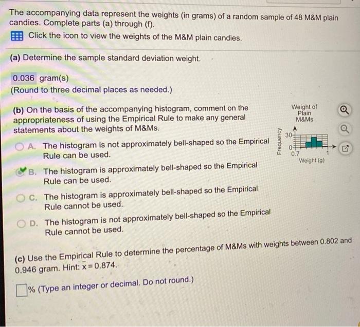 Solved The accompanying data represent the weights (in | Chegg.com
