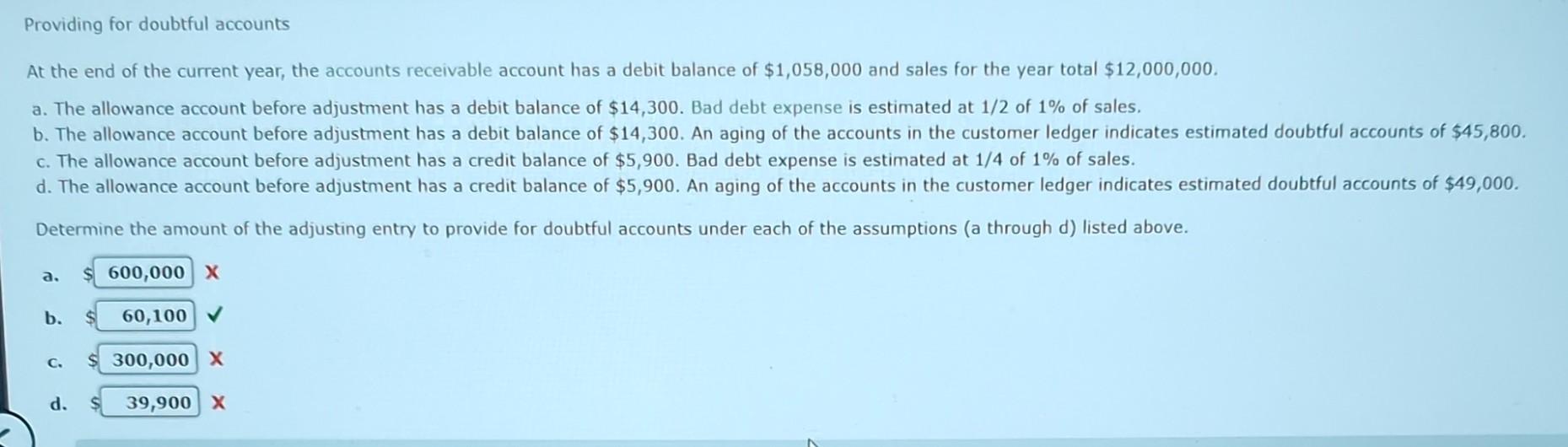 Solved Providing for doubtful accounts At the end of the | Chegg.com
