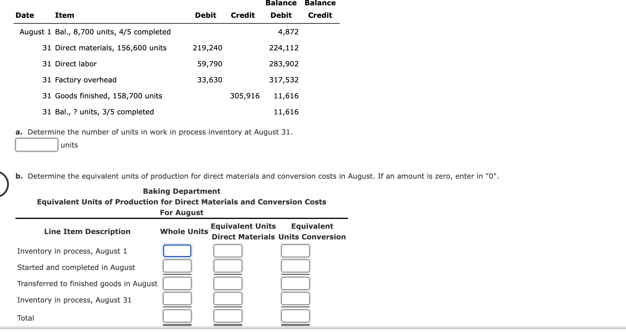 Solved a. ﻿Determine the number of units in work in process | Chegg.com