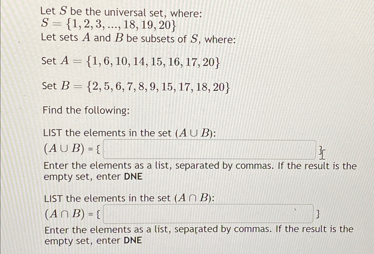 Let S ﻿be the universal set, | Chegg.com