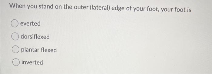 Solved When you stand on the outer (lateral) edge of your | Chegg.com