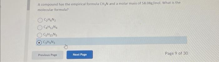 Solved A compound has the empirical formula CH3N and a molar | Chegg.com