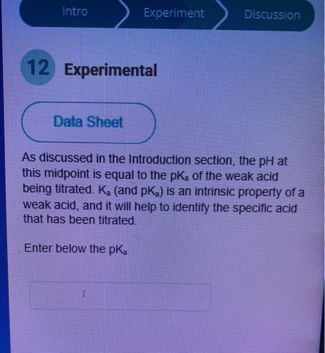 Solved Intro Experiment Discussion 12 Experimental Data | Chegg.com