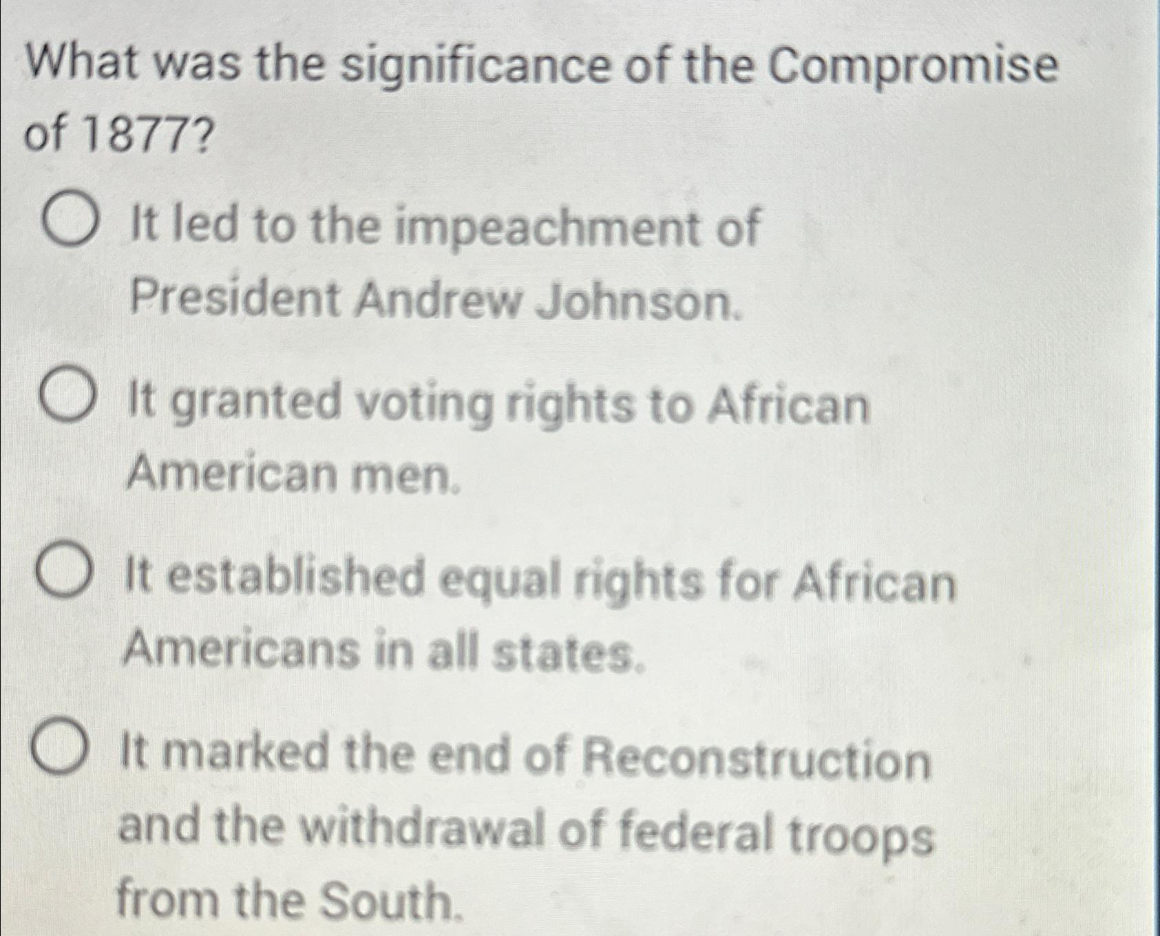 Solved What was the significance of the Compromise of | Chegg.com