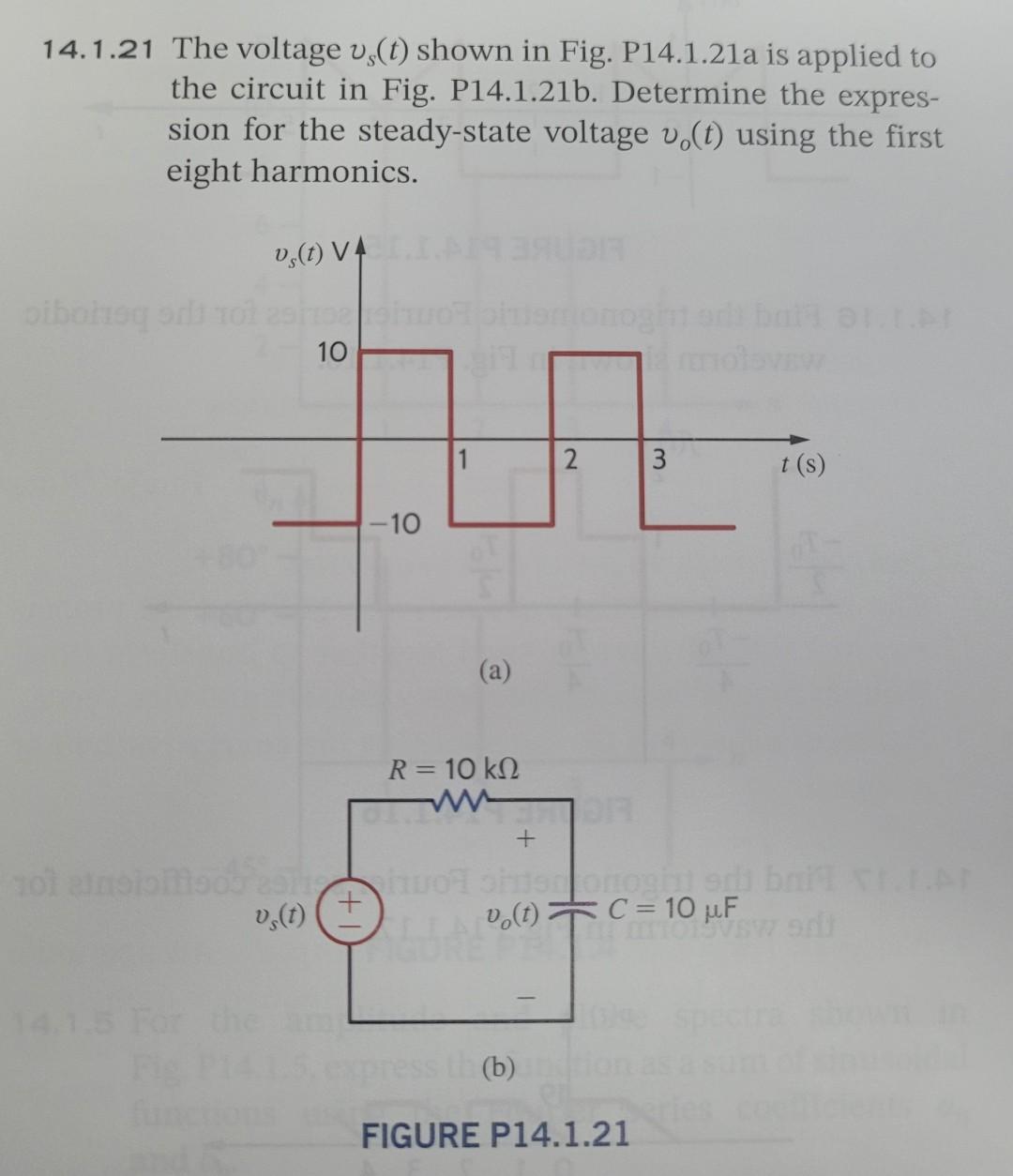 Solved the voltage vs(t) shown in Fig. P14.1.21a is applied | Chegg.com