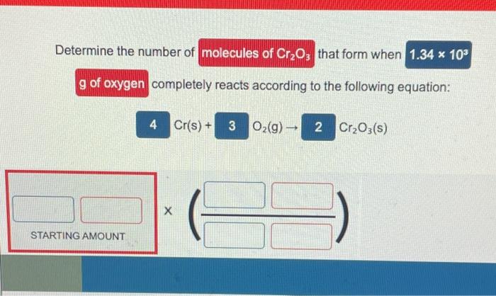 Solved Determine the number of molecules of Cr2O; that form | Chegg.com