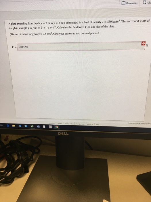 Solved Resources C Giv A plate extending from depth y = 2 m | Chegg.com