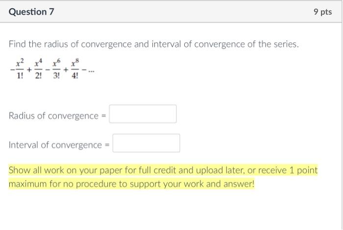 Solved Find the radius of convergence and interval of | Chegg.com