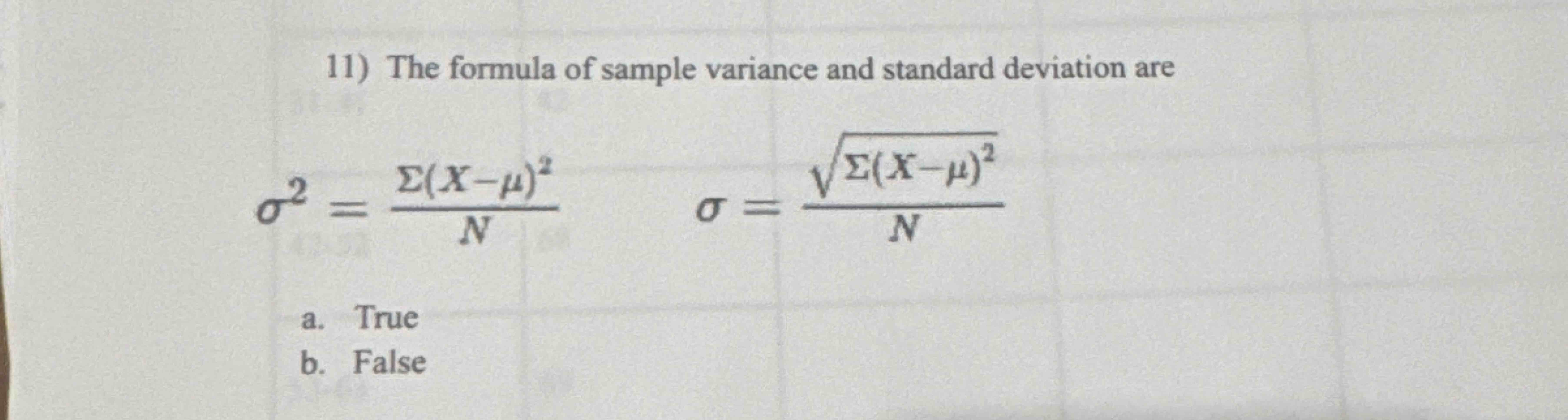 Solved The formula of ﻿sample variance and standard | Chegg.com
