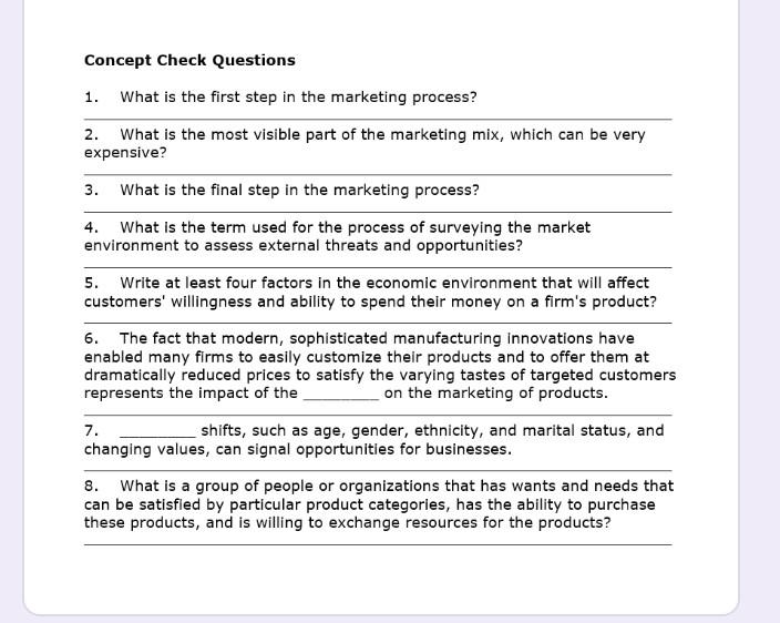 Solved Concept Check Questions 1. What is the first step in | Chegg.com