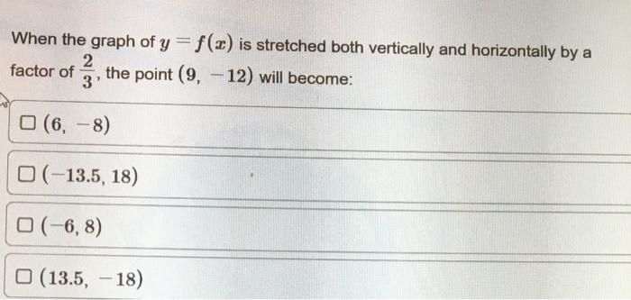 Solved When the graph of y=f(x) is stretched both vertically | Chegg.com