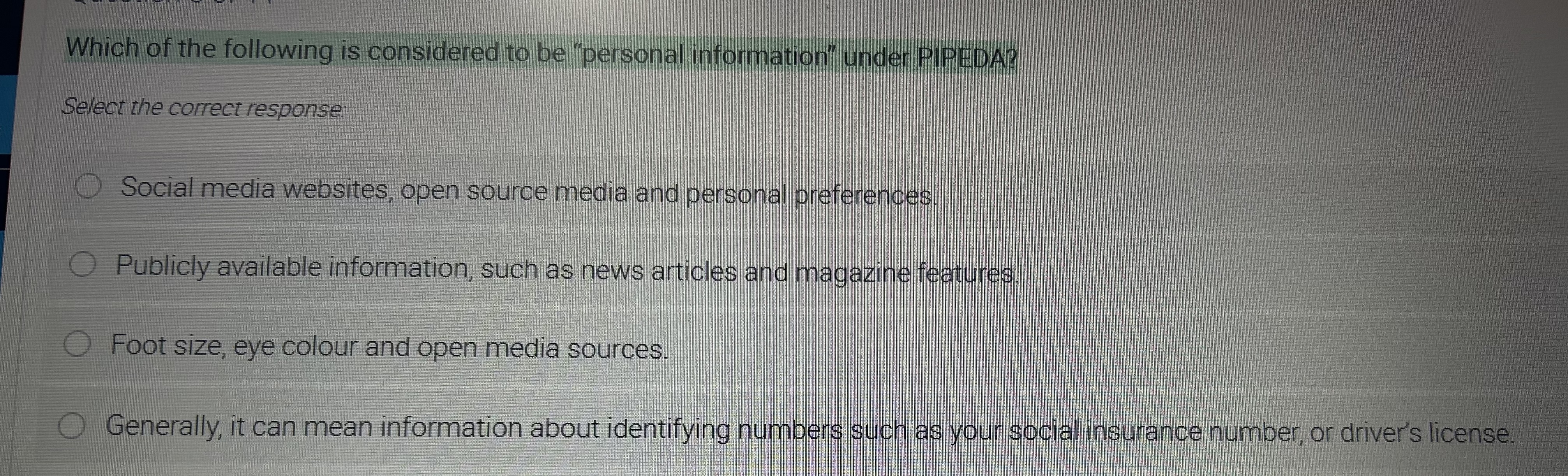 Solved Which of the following is considered to be "personal | Chegg.com