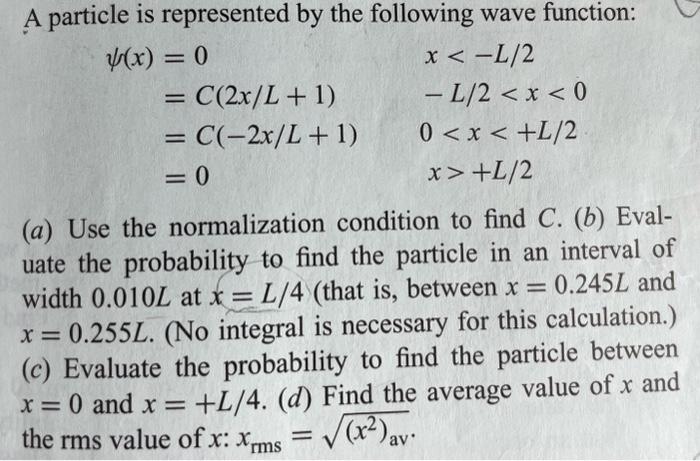 Solved A particle is represented by the following wave | Chegg.com