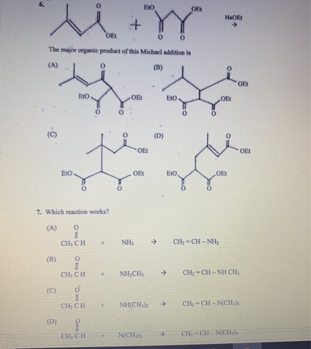 Solved Eto OEt NaOEI OEt 0 0 The major organic product of | Chegg.com