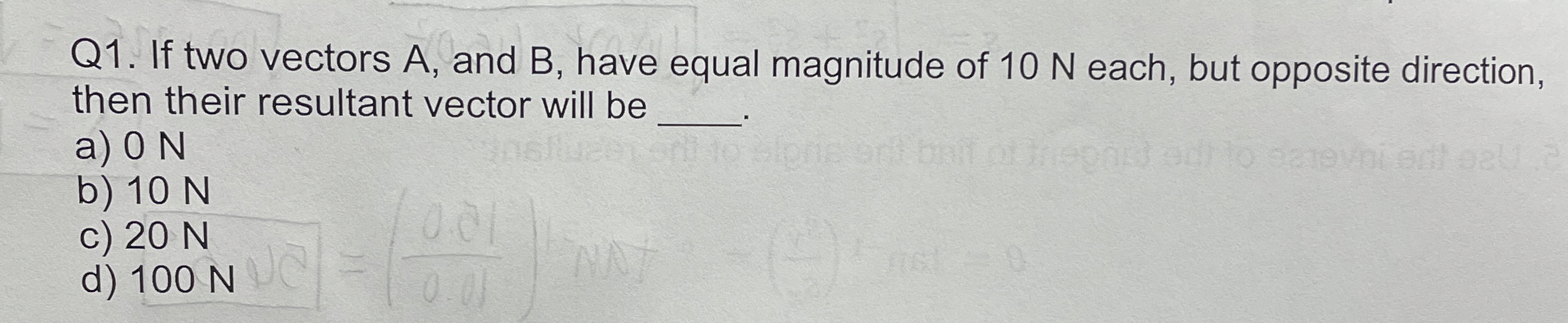 Q1. ﻿If two vectors A , ﻿and B , ﻿have equal | Chegg.com