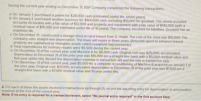 Solved Record the adjusting entry for depreciation or | Chegg.com