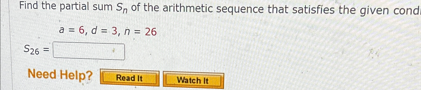 Solved Find the partial sum Sn ﻿of the arithmetic sequence | Chegg.com