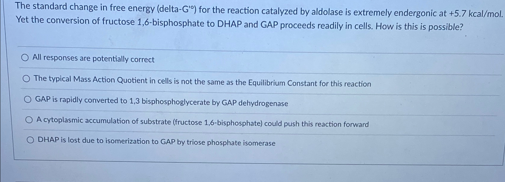 Solved The standard change in free energy (delta -G'0 ) ﻿for | Chegg.com