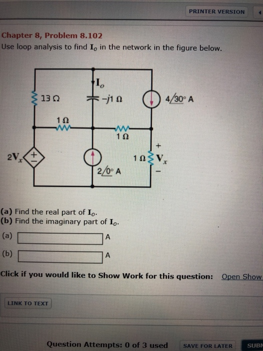 Solved PRINTER VERSION Chapter 8, Problem 8.102 Use loop | Chegg.com