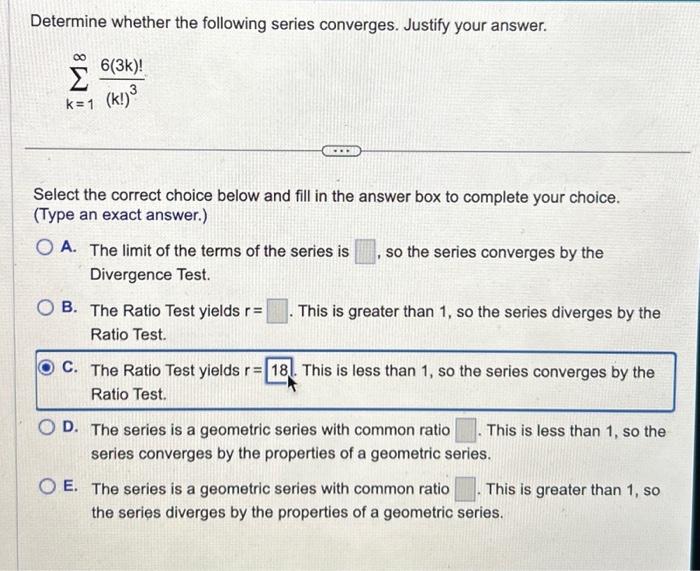 Solved Determine whether the following series converges. | Chegg.com