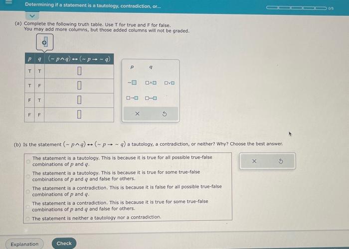 Solved (a) Complete the following truth table. Use T for | Chegg.com